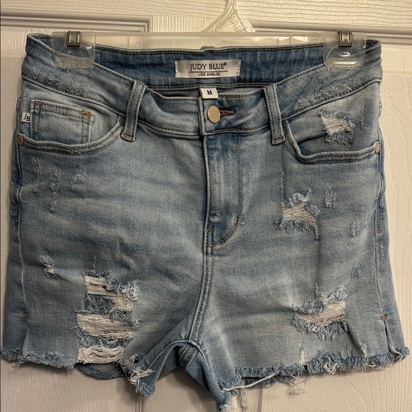 Judy Blue | Shorts | Judy Blue Blue Distressed Jean Shorts Raw Hem ...